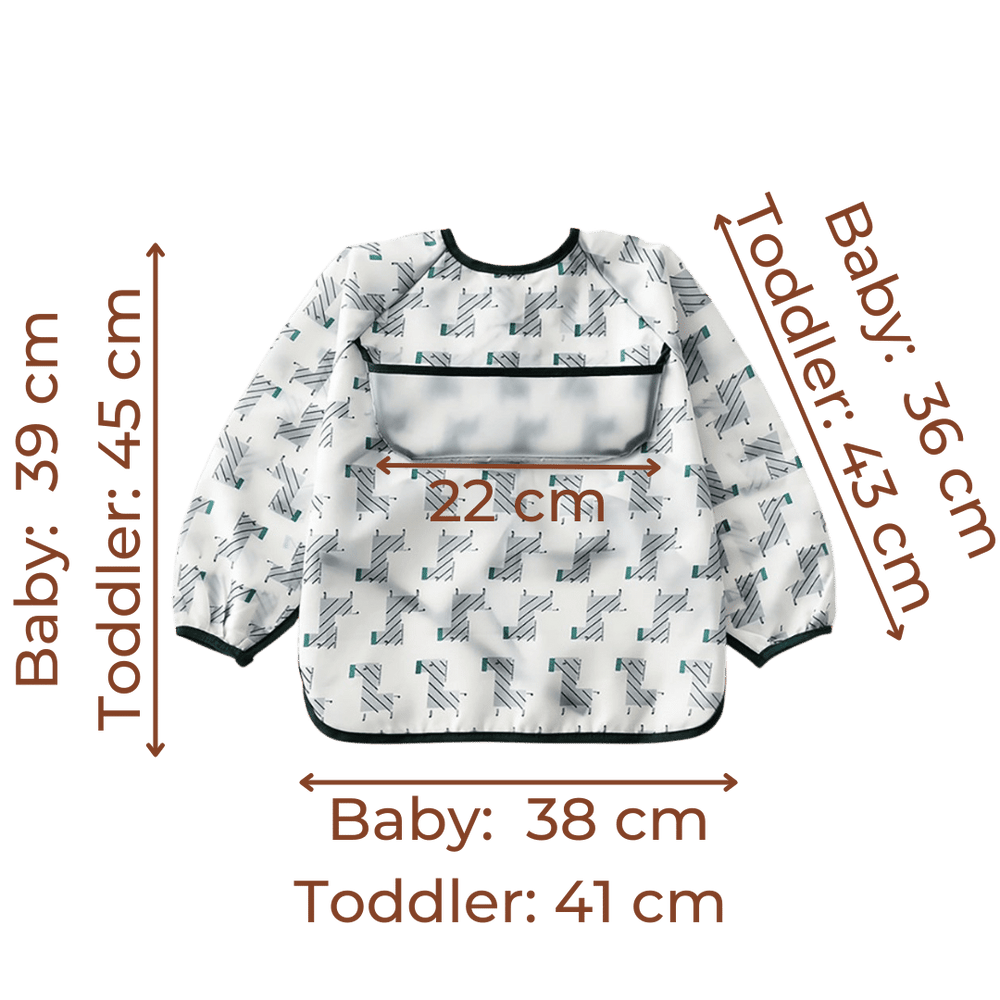 Baby & Toddler Apron Smock Bib With Long Sleeves & Colour Patterns